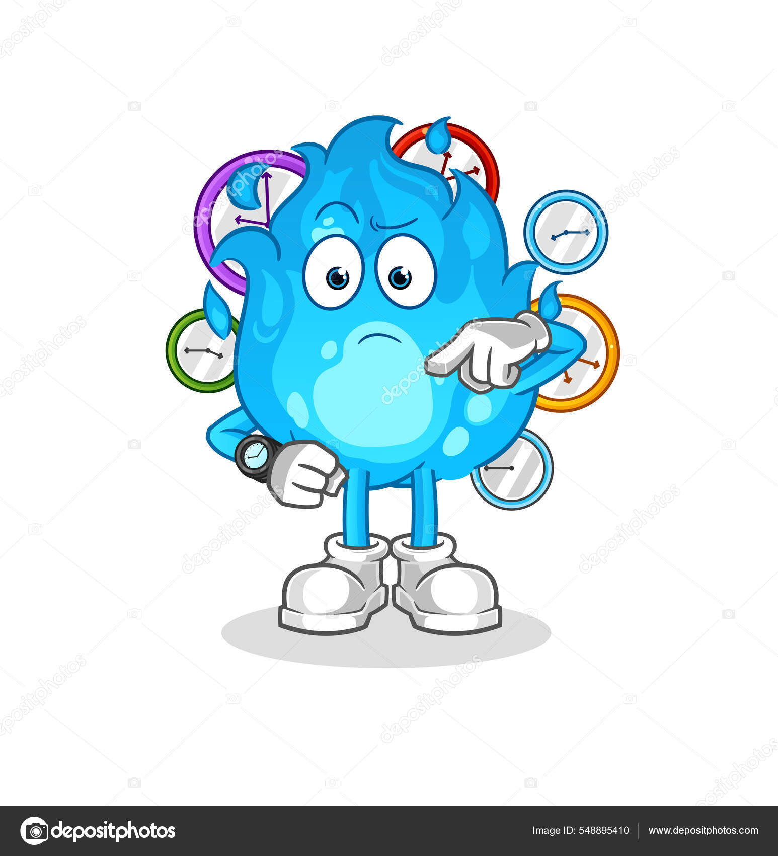 Blue Fire Wristwatch Cartoon Cartoon Mascot Vector Stock Vector by ...