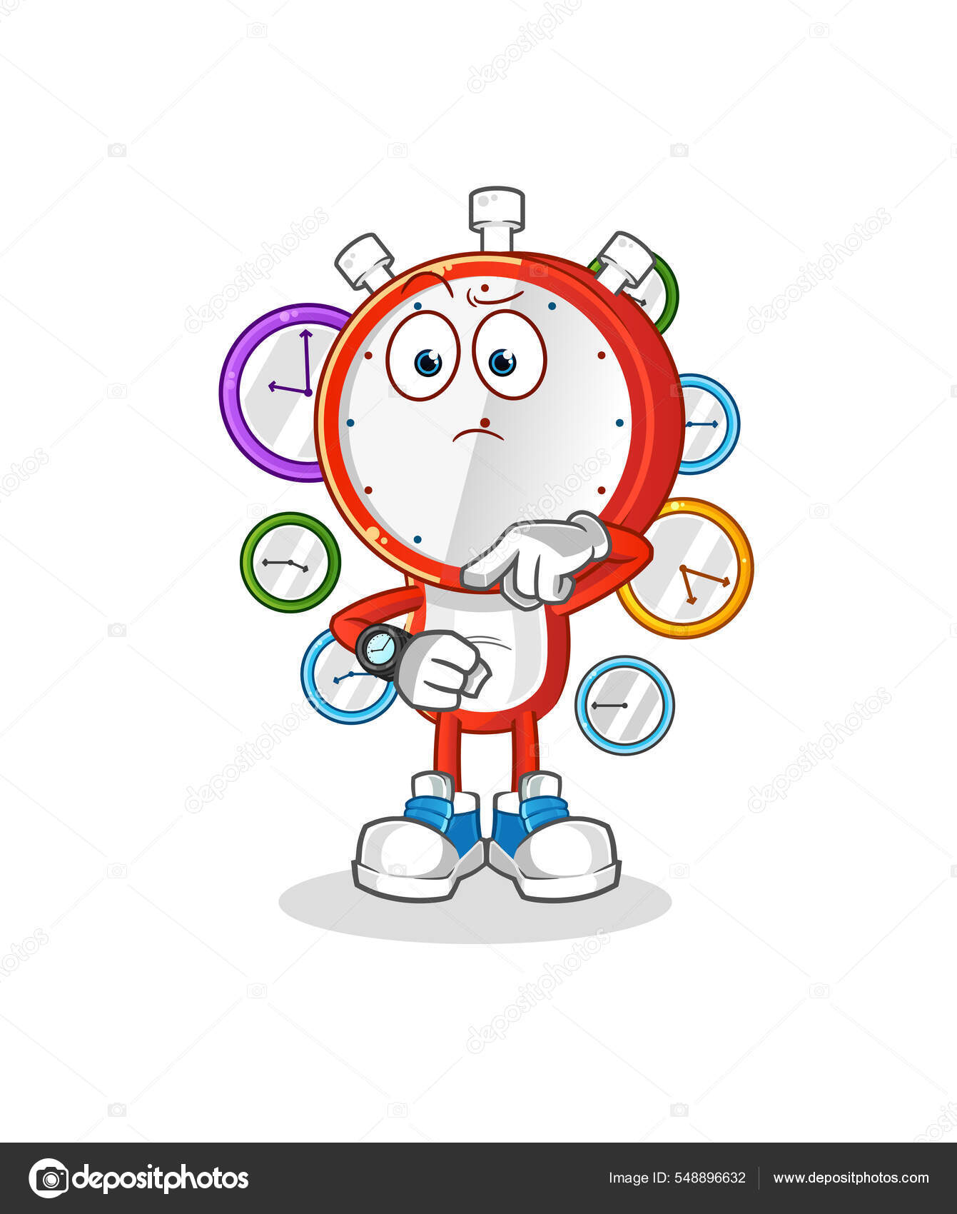 Alarm Clock Head Cartoon Wristwatch Cartoon Mascot Vector Stock Vector ...
