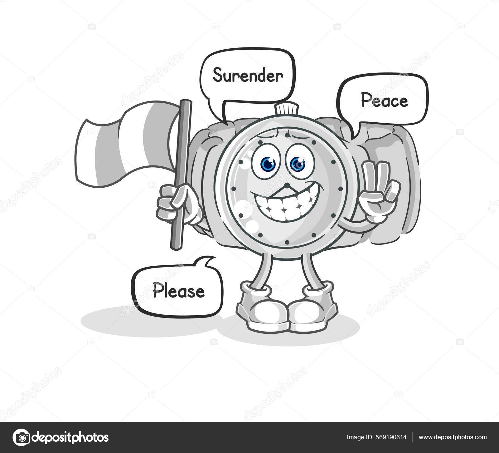 Wristwatch Hold Surrender Flag Mascot Cartoon Vecto Vector de stock ...