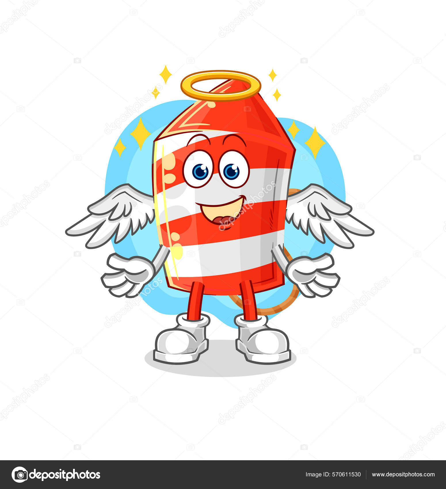 Fireworks Rocket Angel Wings Vector Cartoon Characte Stock Vector by ...