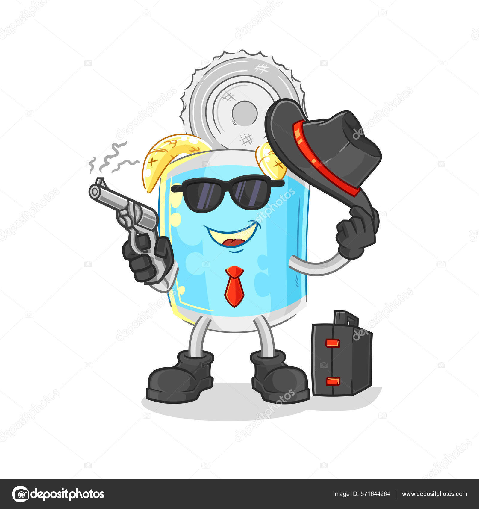 Canned Fish Mafia Gun Character Cartoon Mascot Vecto Stock Vector Image ...