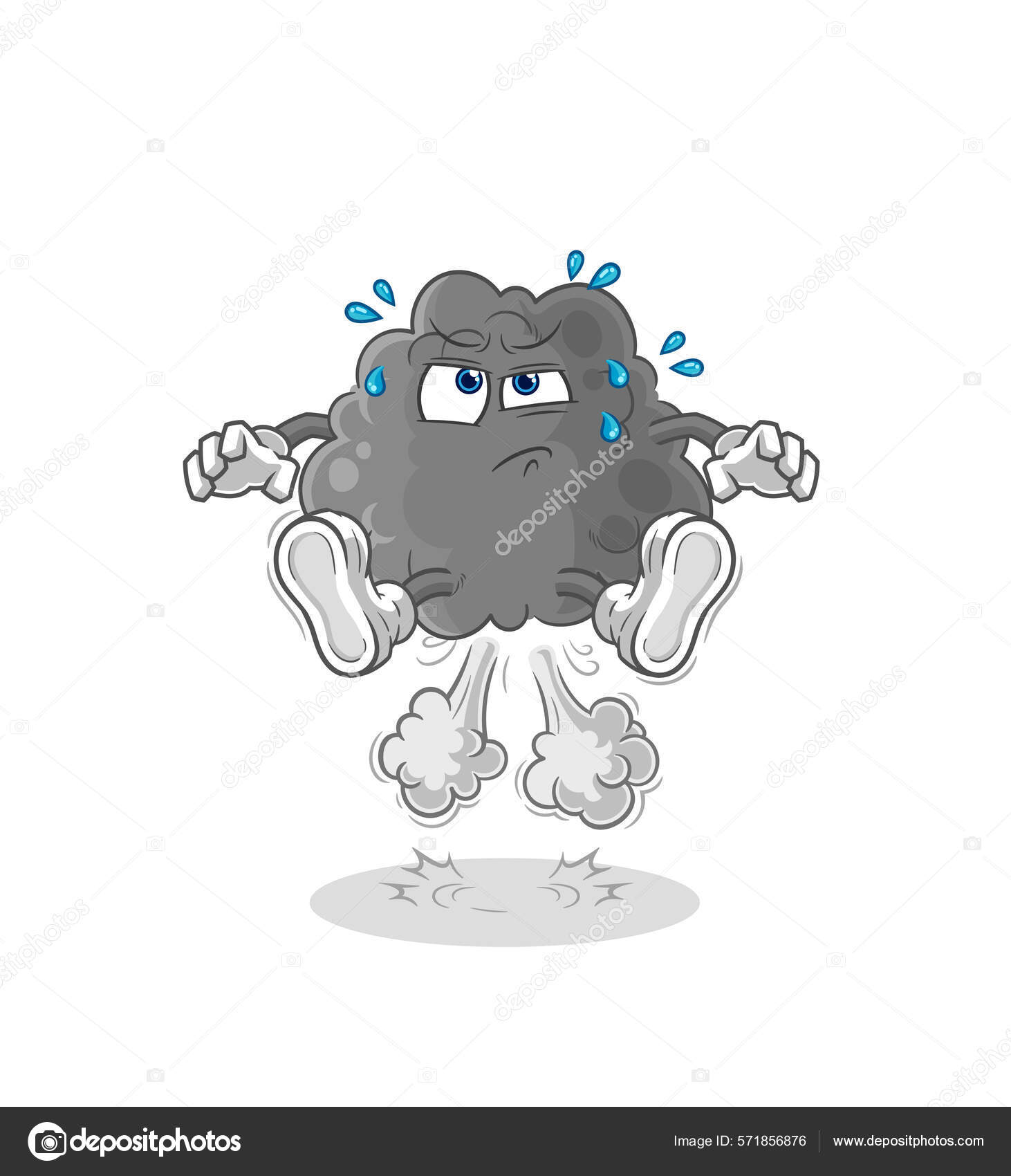 Black Cloud Fart Jumping Illustration Character Vecto Stock Vector by ...