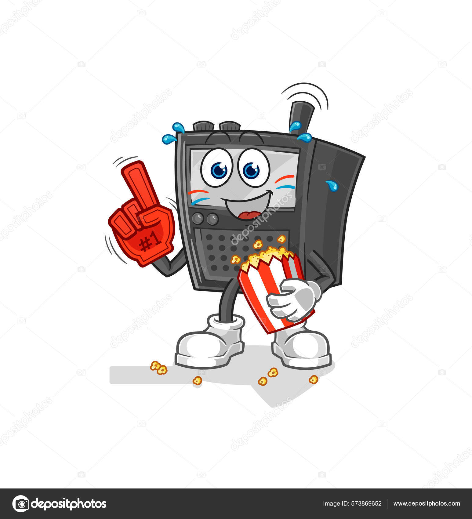 Walkie Talkie Fan Popcorn Illustration Character Vecto Stock Vector ...