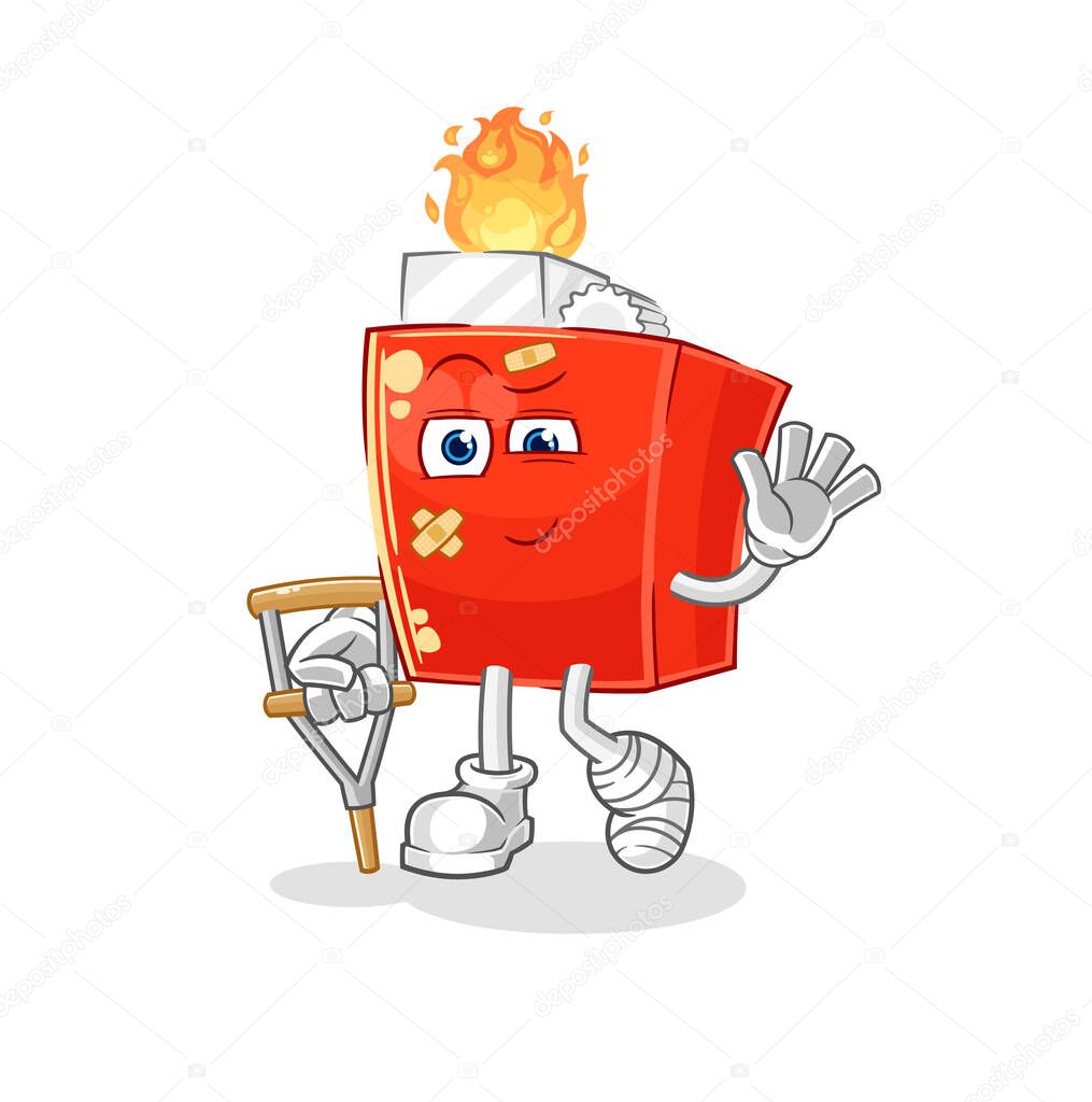 el encendedor enfermo con un palo flojo. vector mascota de dibujos ...