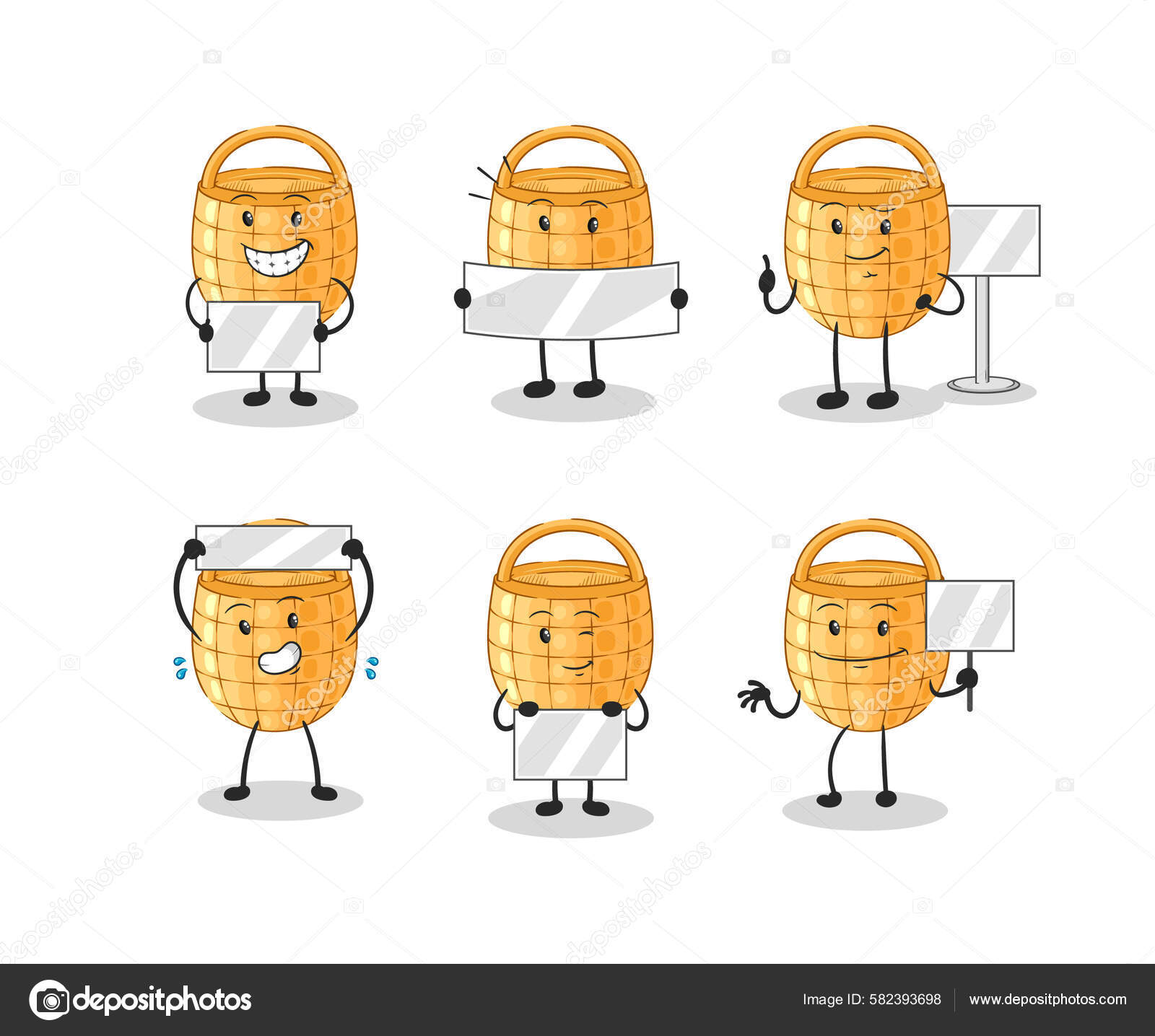 Basket Holding Board Group Character Mascot Vecto Stock Vector by ...