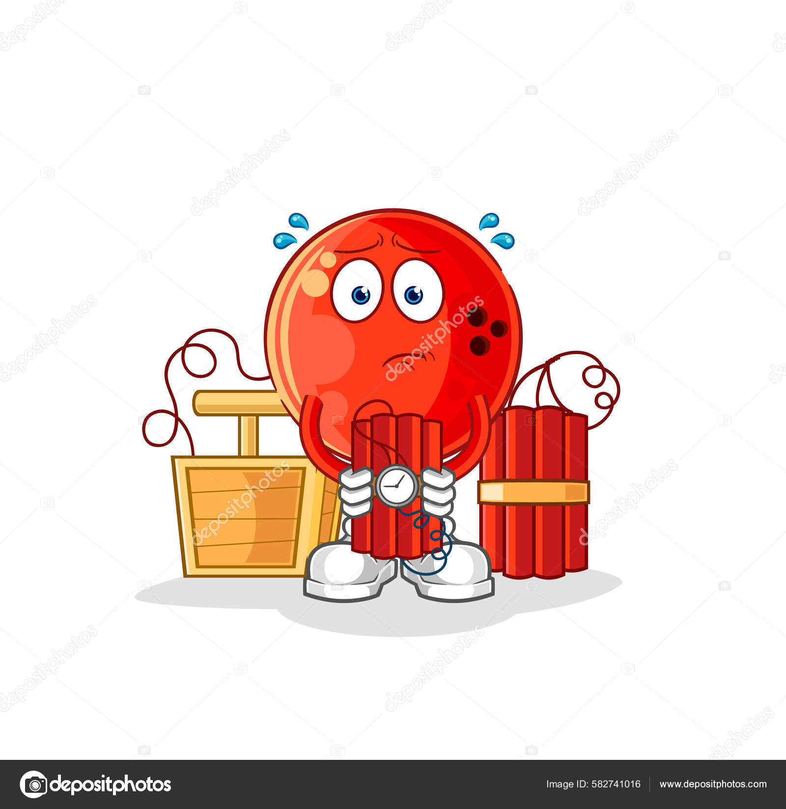 Bowling Ball Holding Dynamite Character Cartoon Mascot Vecto Stock ...