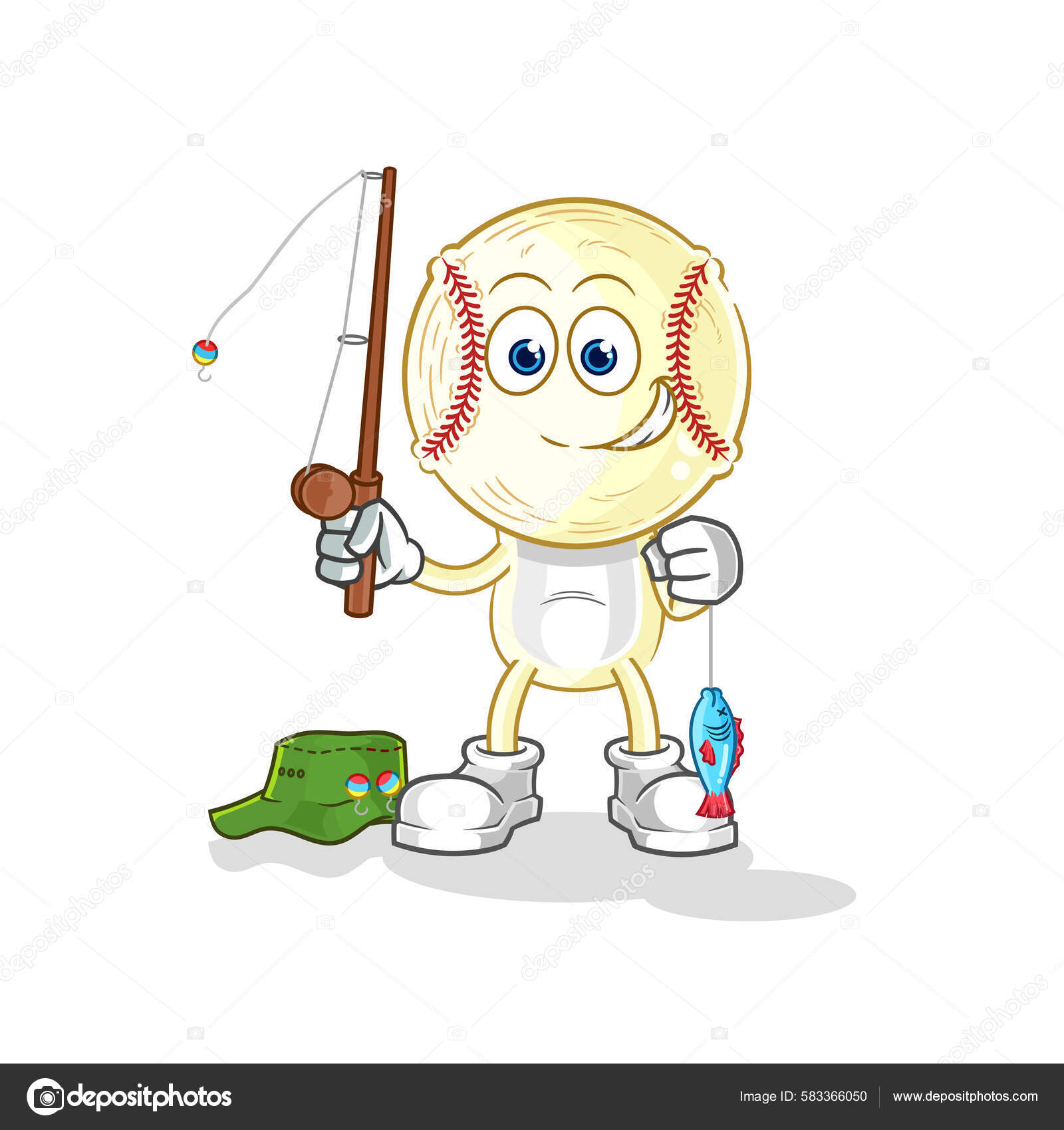 Baseball Head Fisherman Illustration Character Vecto Stock Vector by ...
