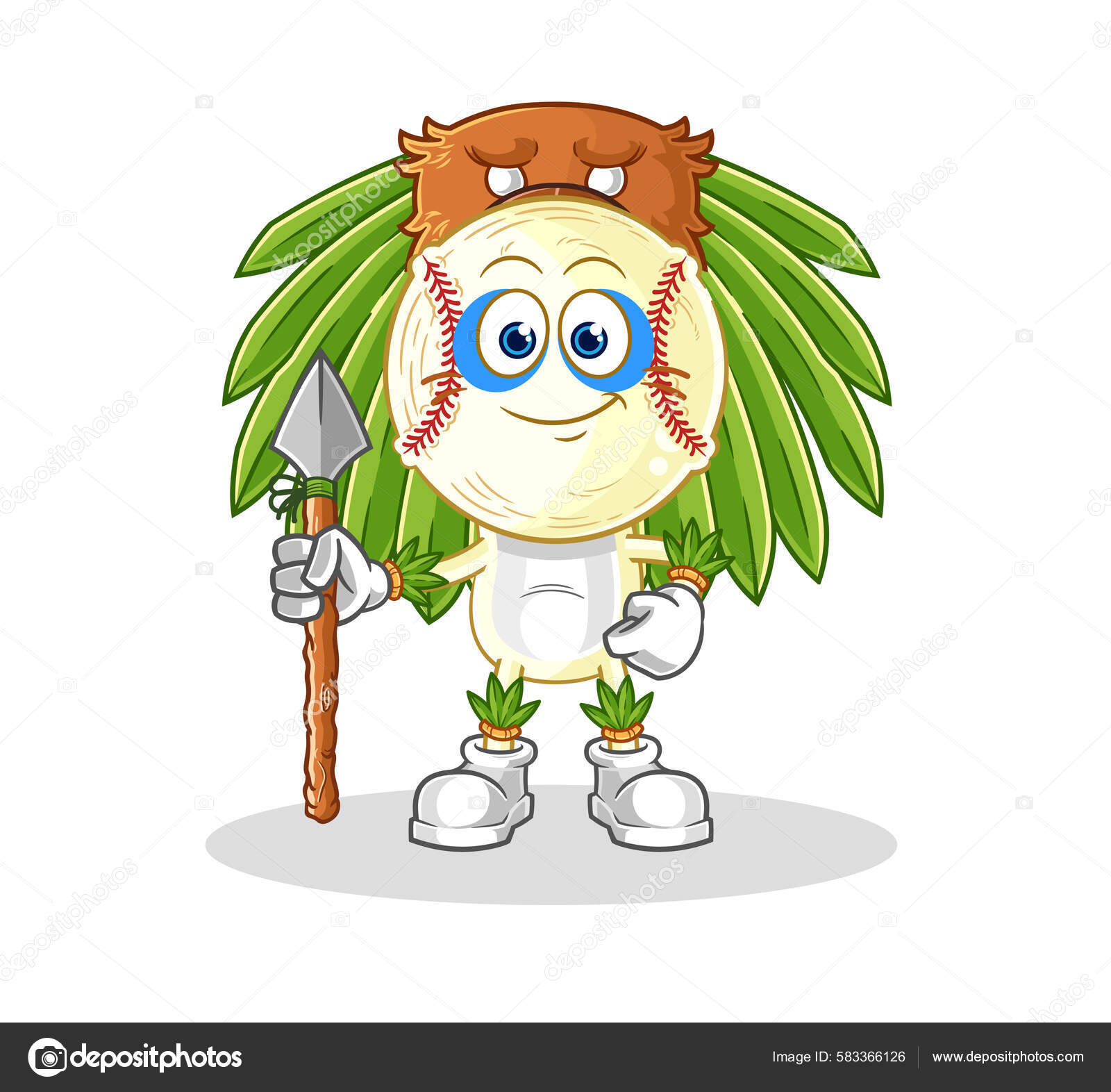 Baseball Head Tribal Man Mascot Cartoon Vecto Stock Vector by ...
