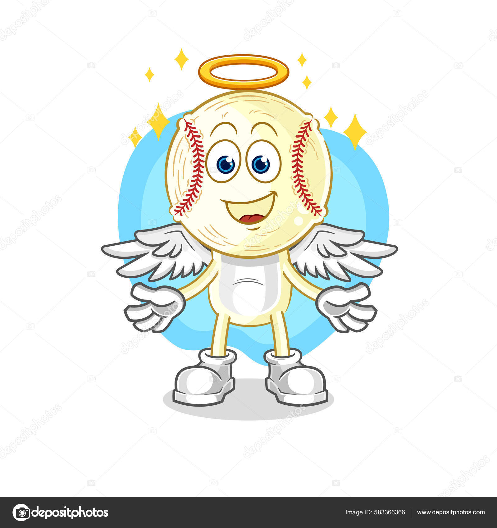 Baseball Head Angel Wings Vector Cartoon Characte Stock Vector by ...