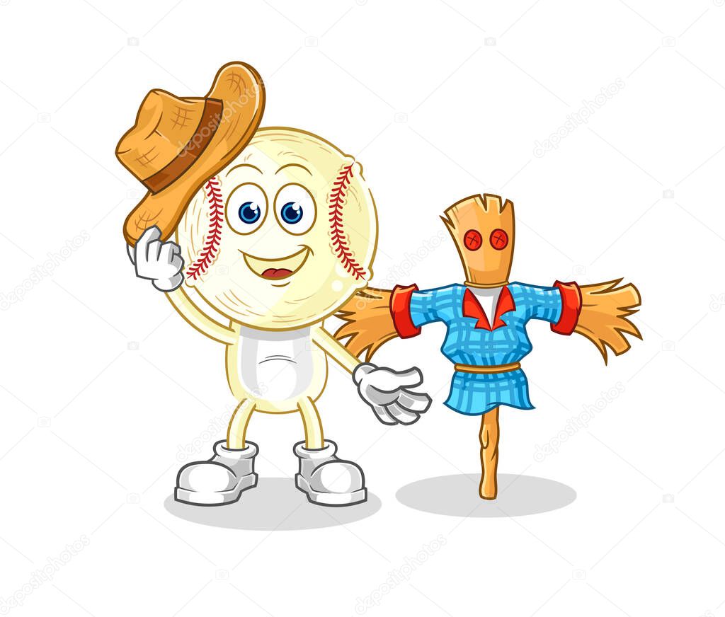 the baseball head with scarecrows cartoon character vecto 2024