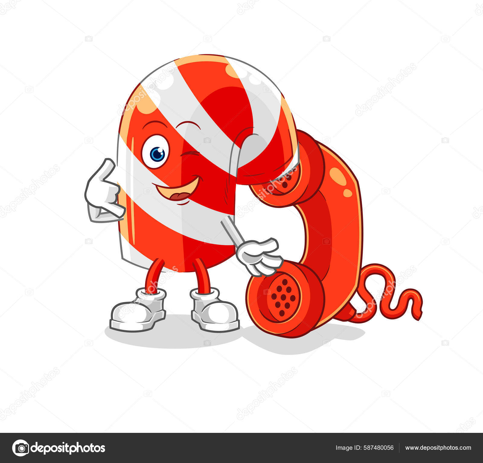 Candy Cane Call Mascot Cartoon Vecto Stock Vector by ©hariyusuf.rap ...