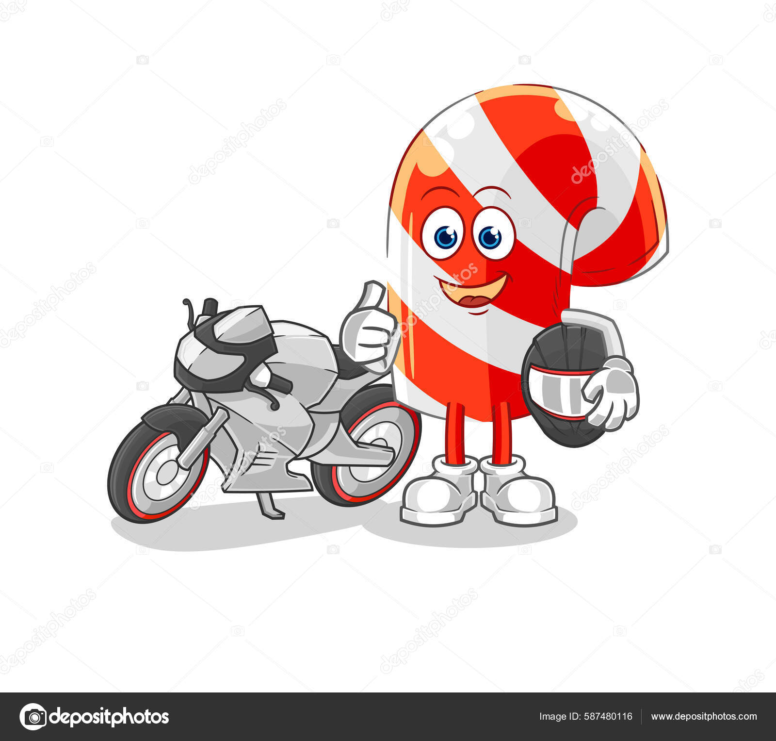 Candy Cane Racer Character Cartoon Mascot Vecto Stock Vector Image by ...