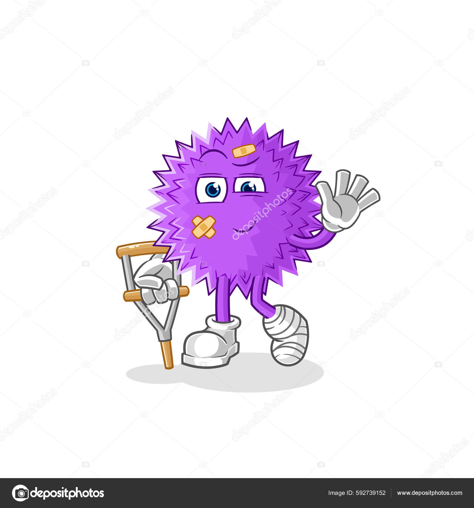 Spiky Ball Sick Limping Stick Cartoon Mascot Vecto Stock Vector by ...