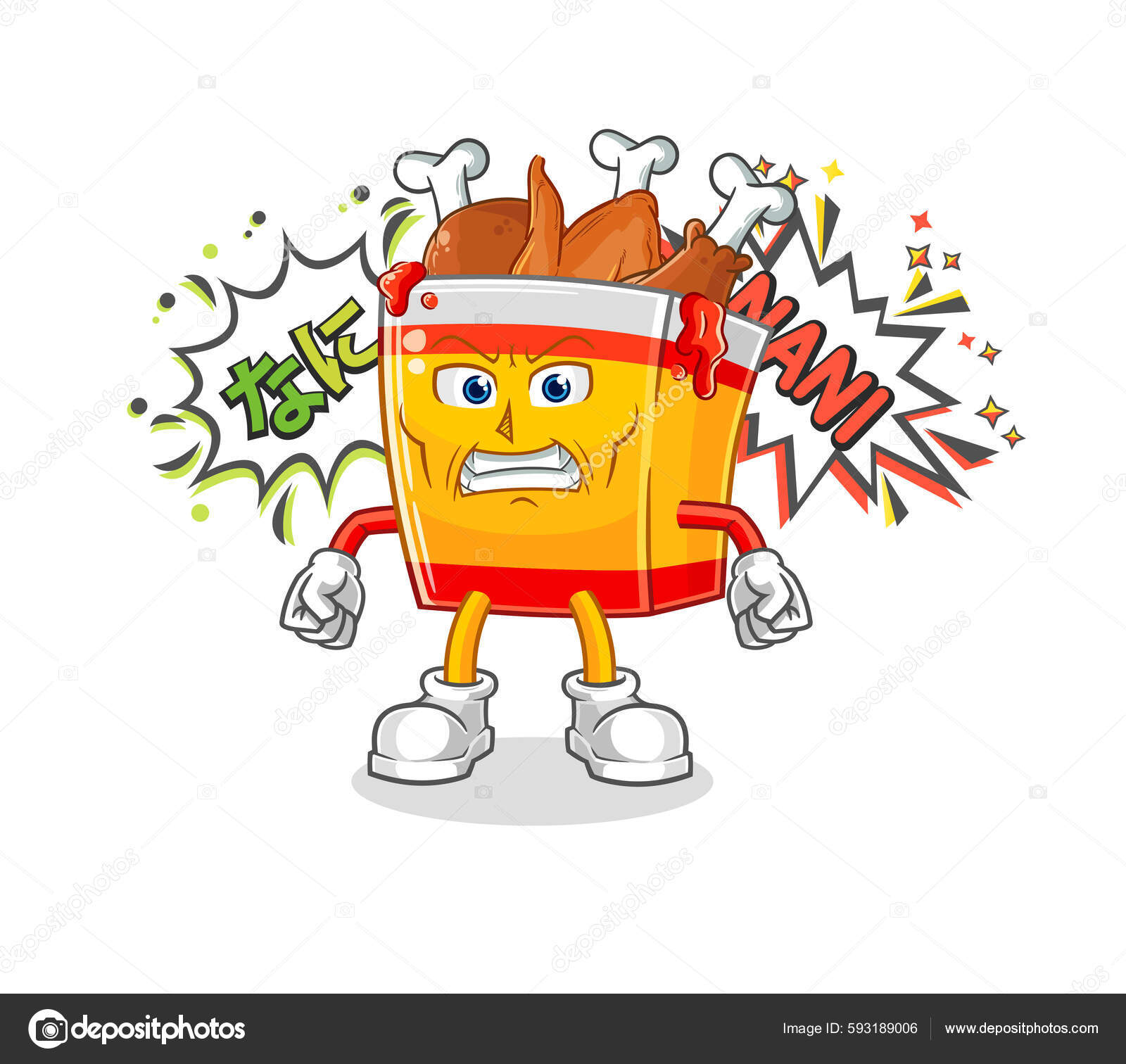 Fried Chicken Anime Angry Vector Cartoon Characte ©hariyusuf.rap.gmail ...
