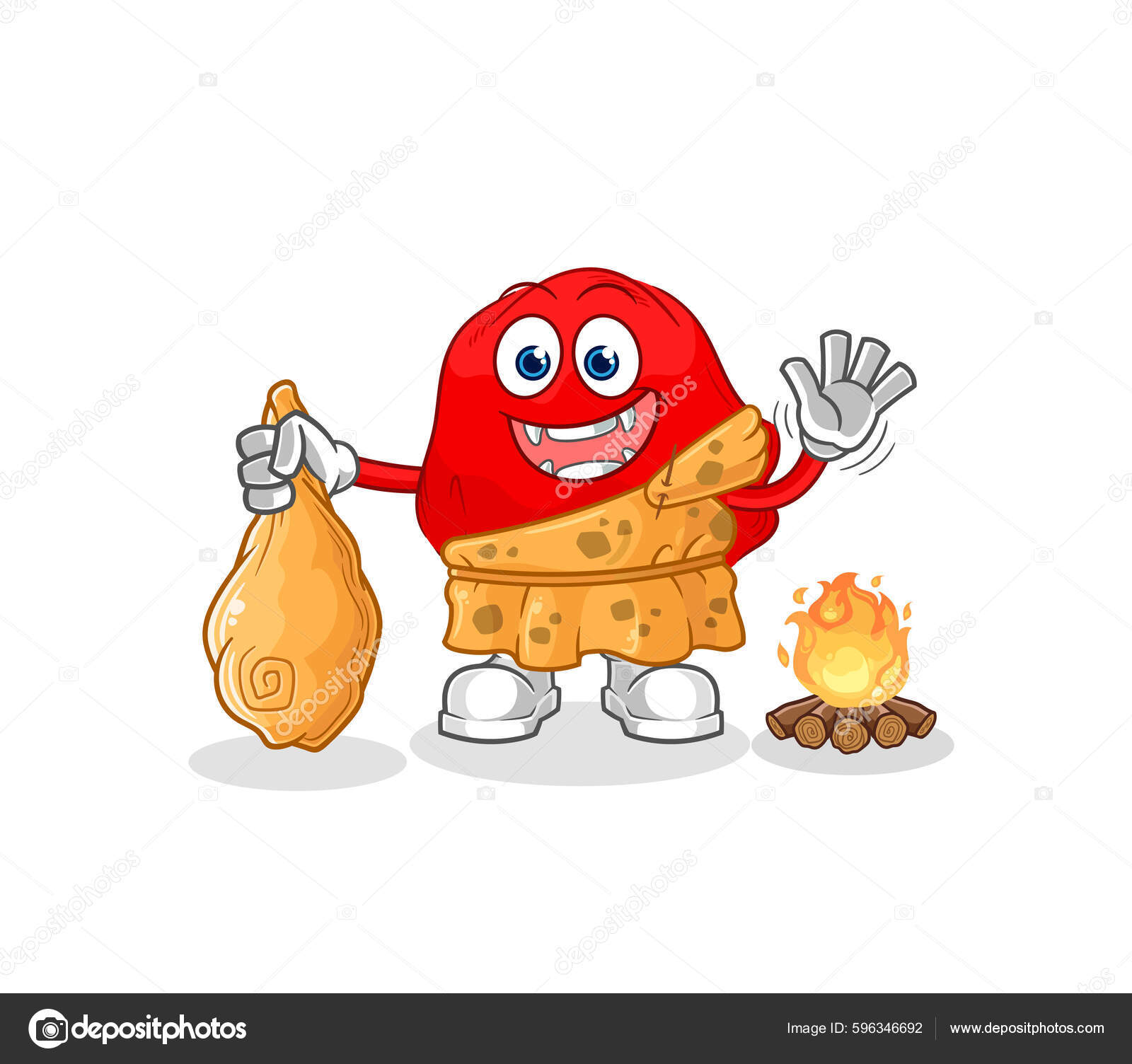 Red Cloth Ancient Cartoon Cartoon Mascot Vecto Stock Vector by ...