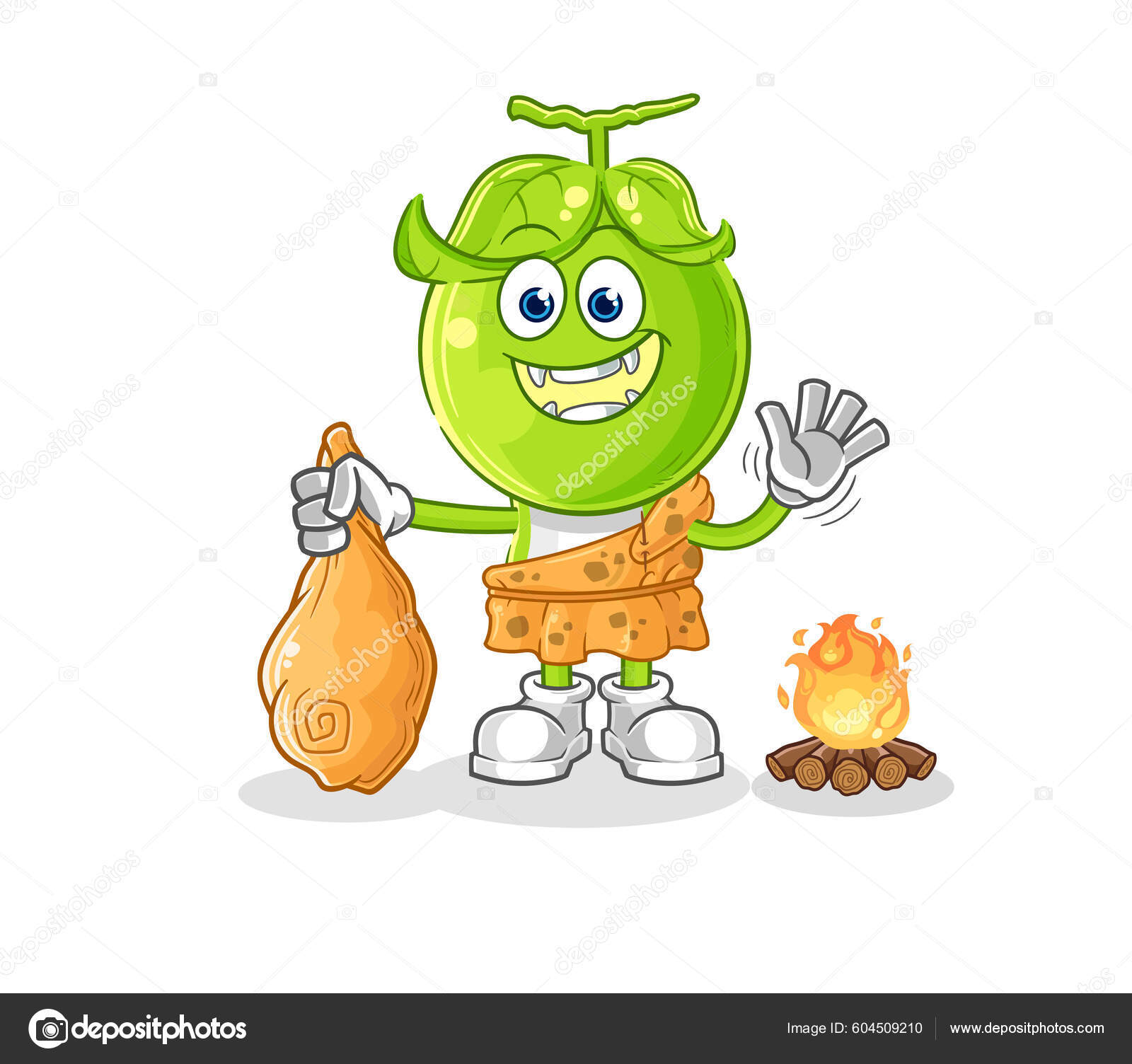 Pea Head Ancient Cartoon Cartoon Mascot Vecto Stock Vector by ...