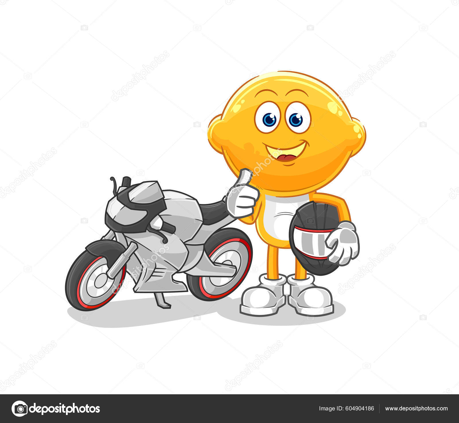 Lemon Head Racer Character Cartoon Mascot Vecto Stock Vector by ...