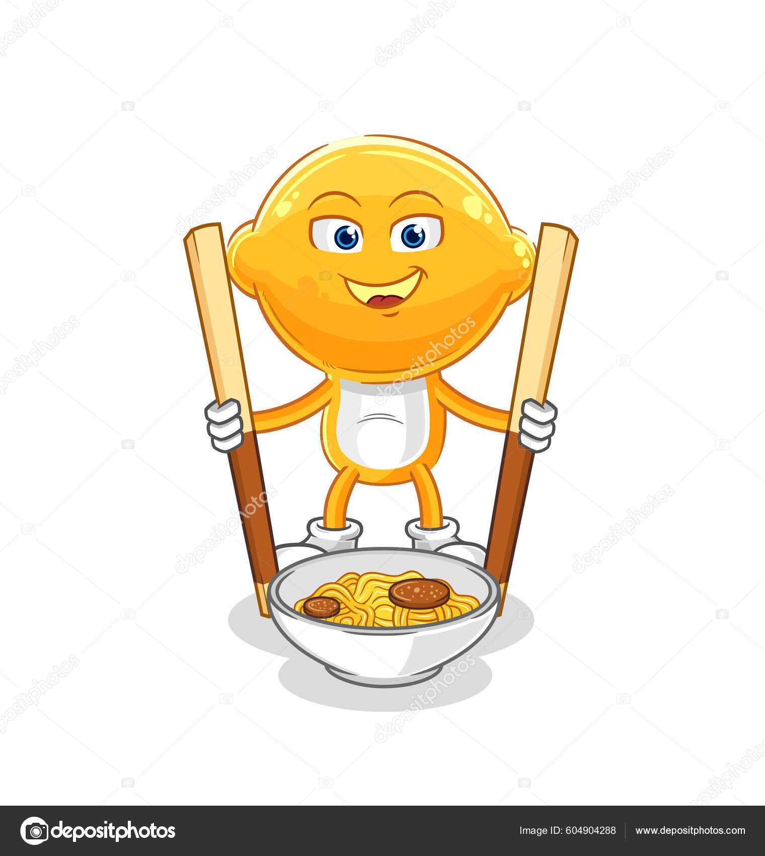 Lemon Head Eat Noodle Cartoon Character Mascot Vecto 스톡 벡터 - ©hariyusuf ...