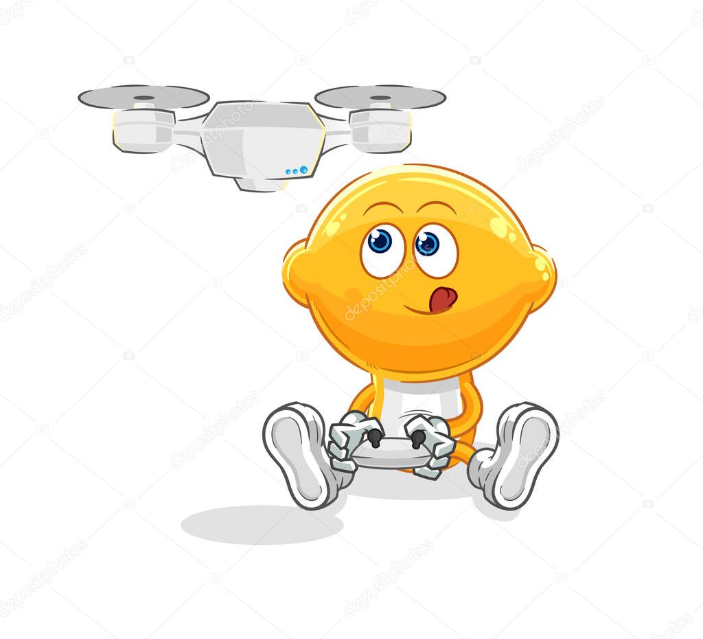 la cabeza de limón con carácter de dron. mascota de dibujos animados ...