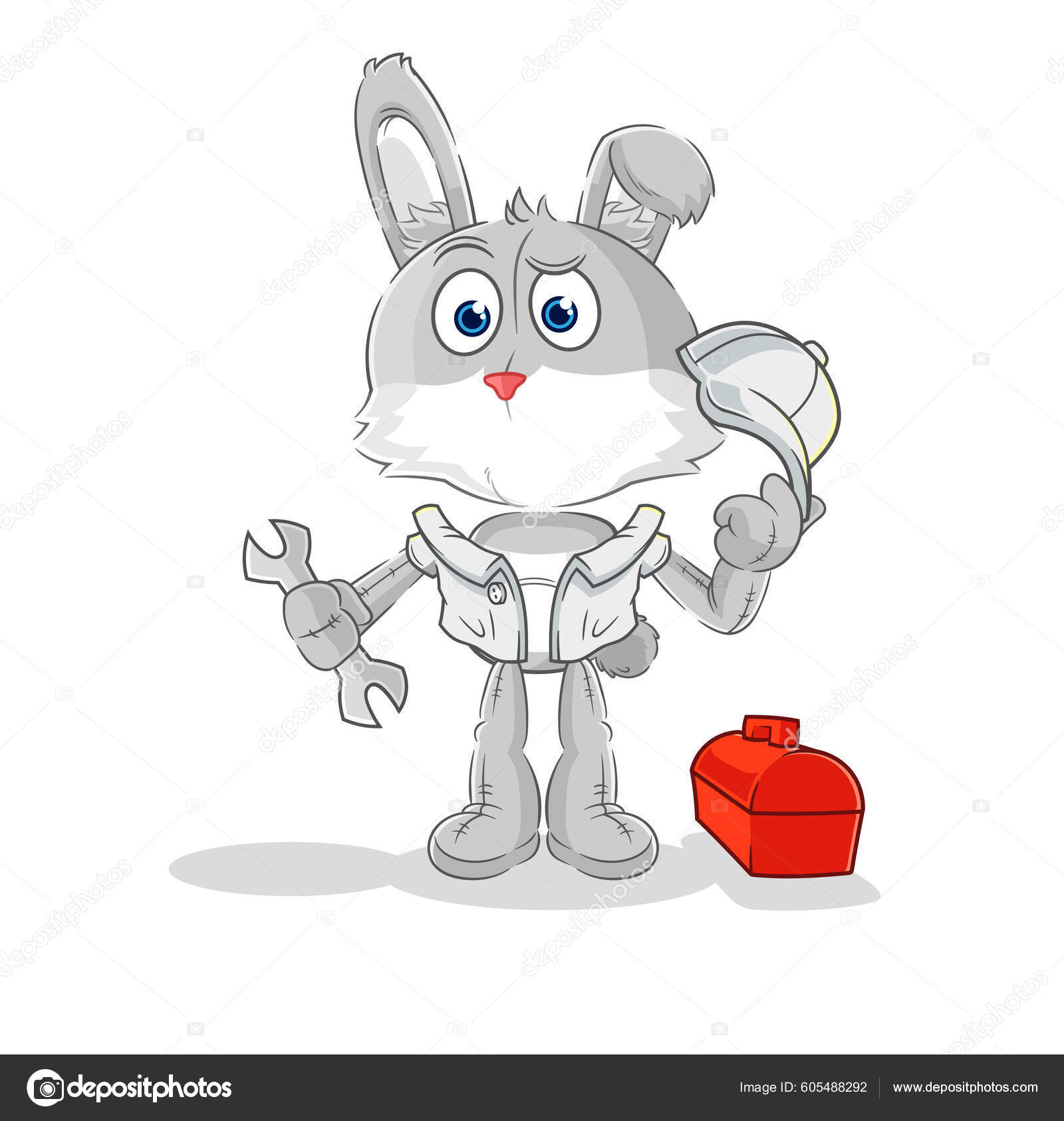 Rabbit Mechanic Cartoon Cartoon Mascot Vecto Stock Vector by ©hariyusuf ...