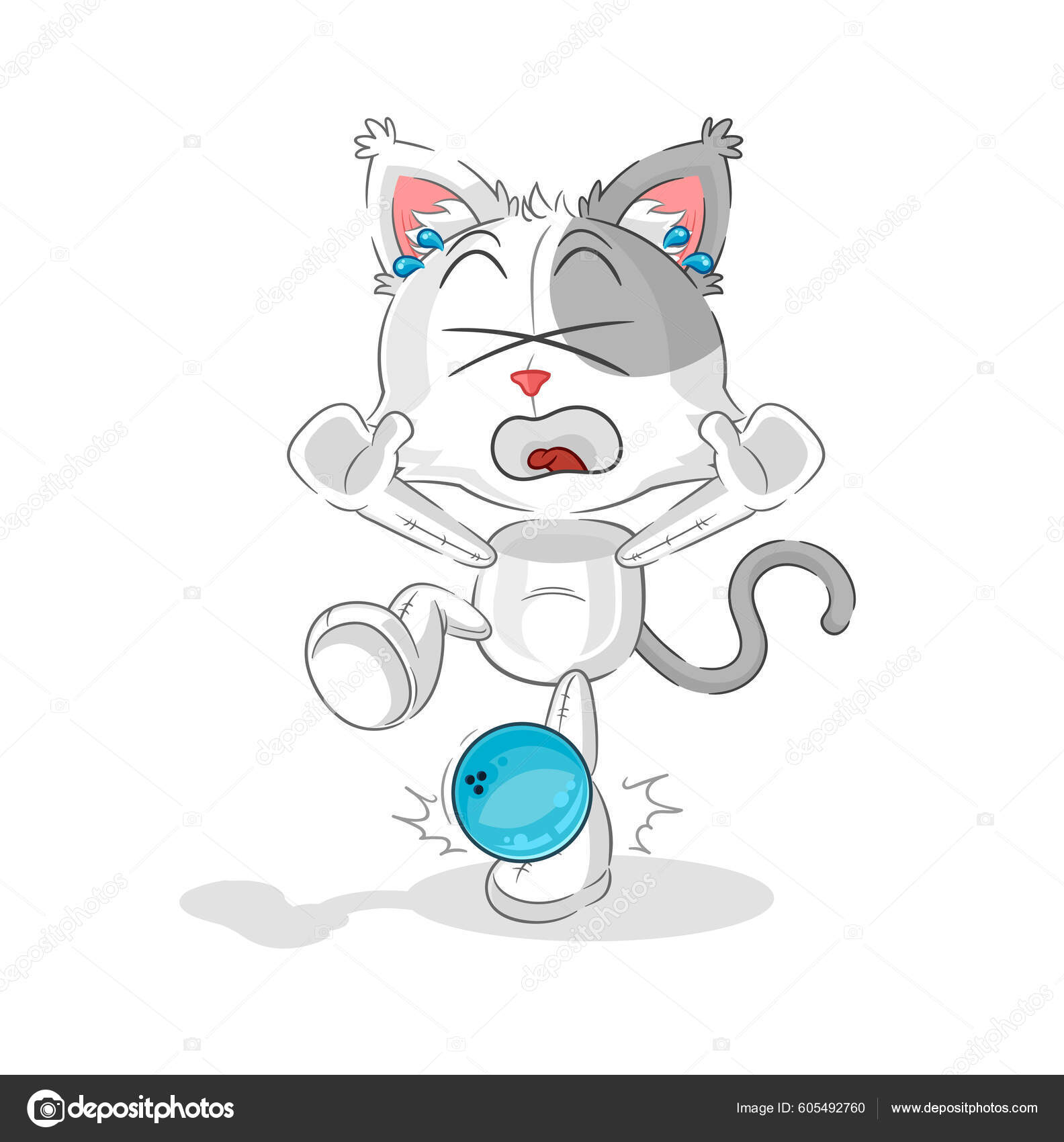 Cat Hiten Bowling Cartoon Cartoon Mascot Vecto Stock Vector by ...