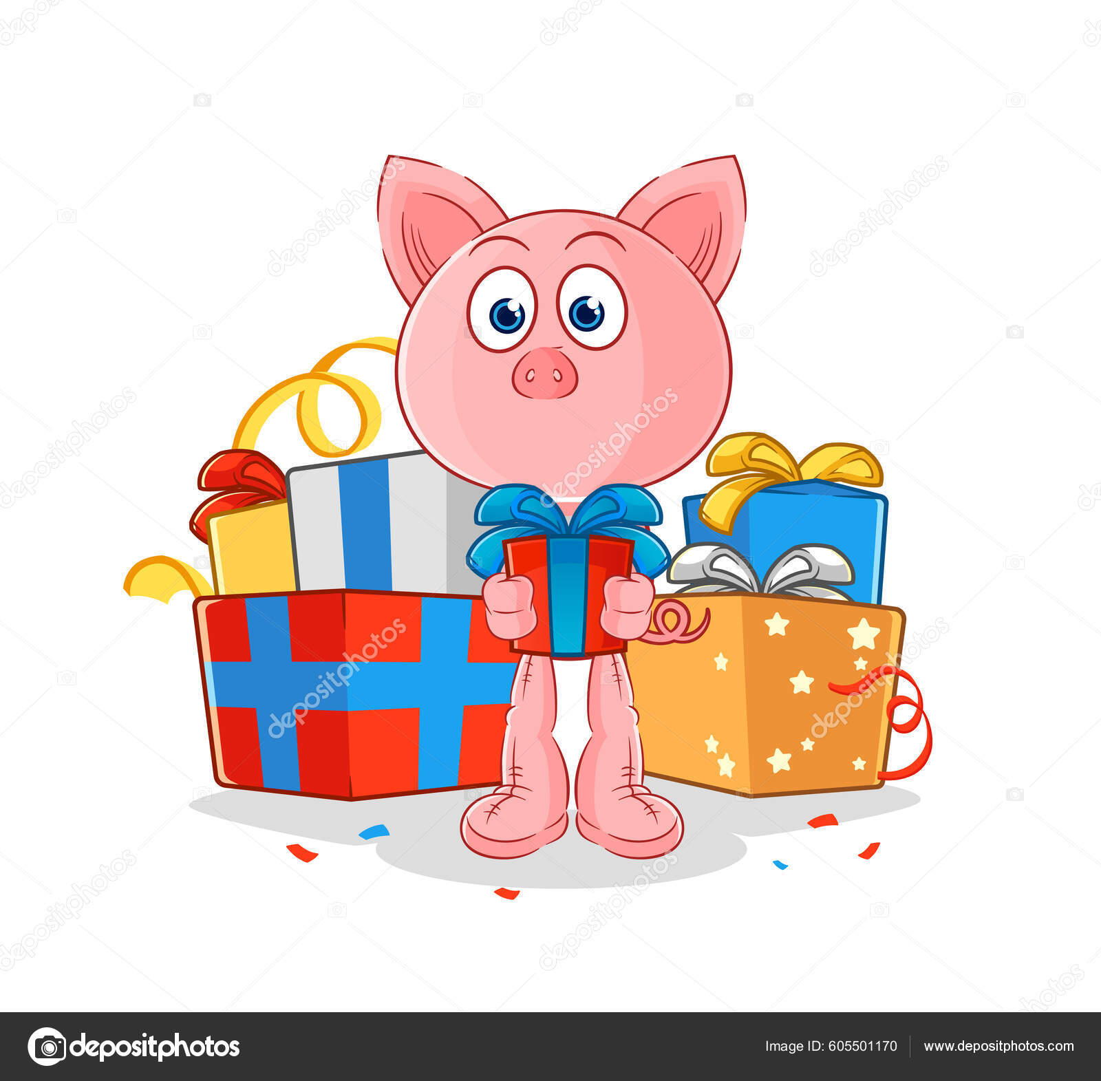 Cerdo Regalos Mascota Dibujos Animados Vecto Vector de stock por ...