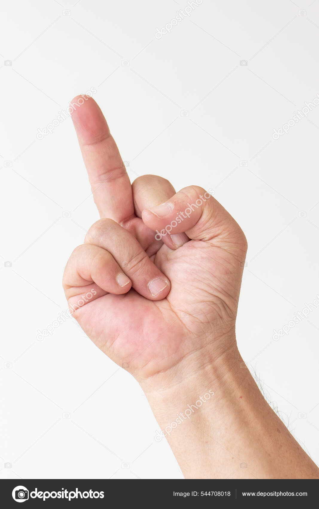 Hand Flipping Middle Finger Rude Body Gesture Old Man Hand — Stock ...