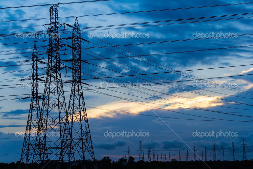 High voltage power transmission lines and pylons ⬇ Stock Photo, Image ...