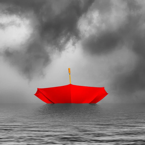 Red floating umbrella in the sea — Stock Photo © scanrail #31627277