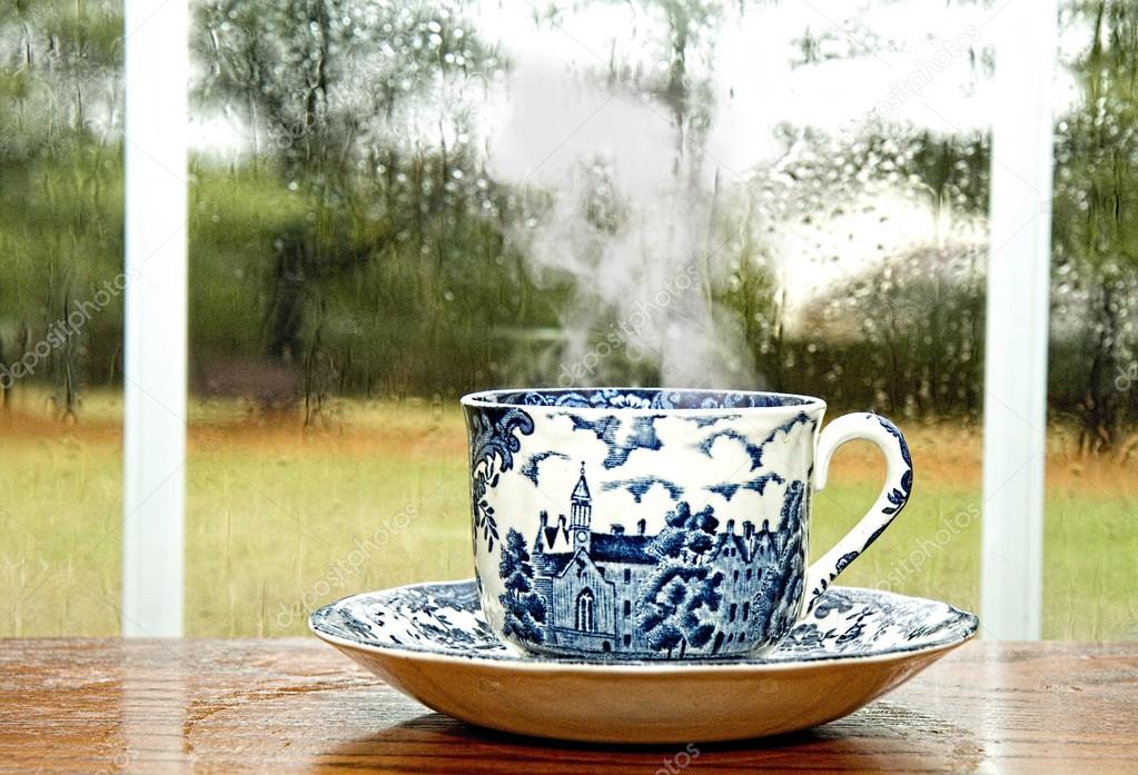 Coffee rainy day | Cup of Coffee - Rainy Day — Stock Photo ...