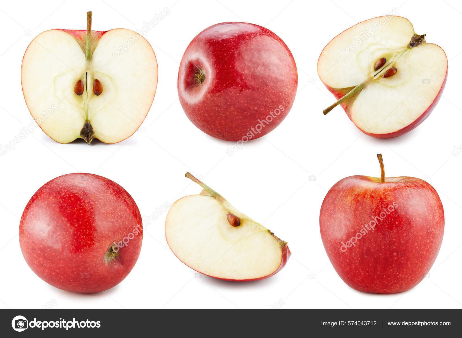 Red Apple Collection Clipping Path Red Apple Isolated White Background ...
