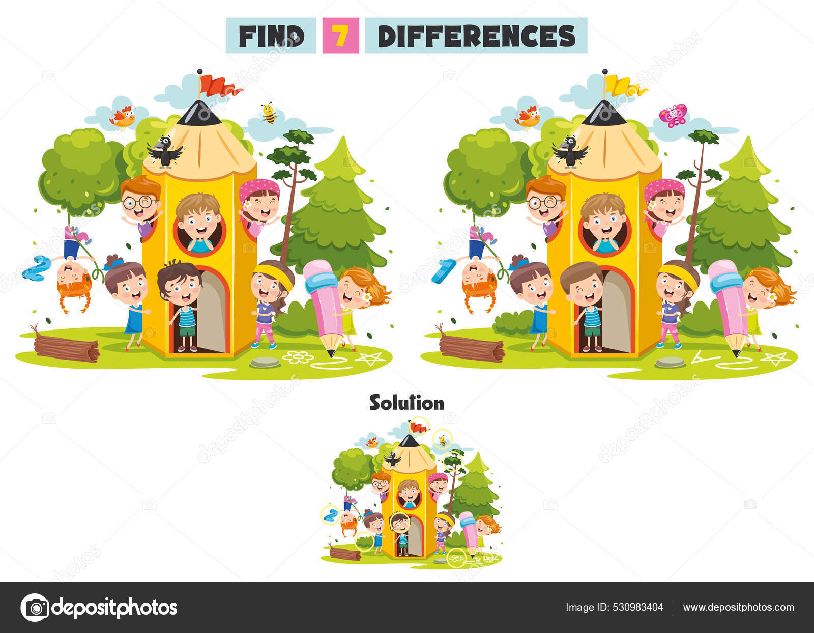 Find Seven Differences Activity Children Stock Vector by ©helime ...