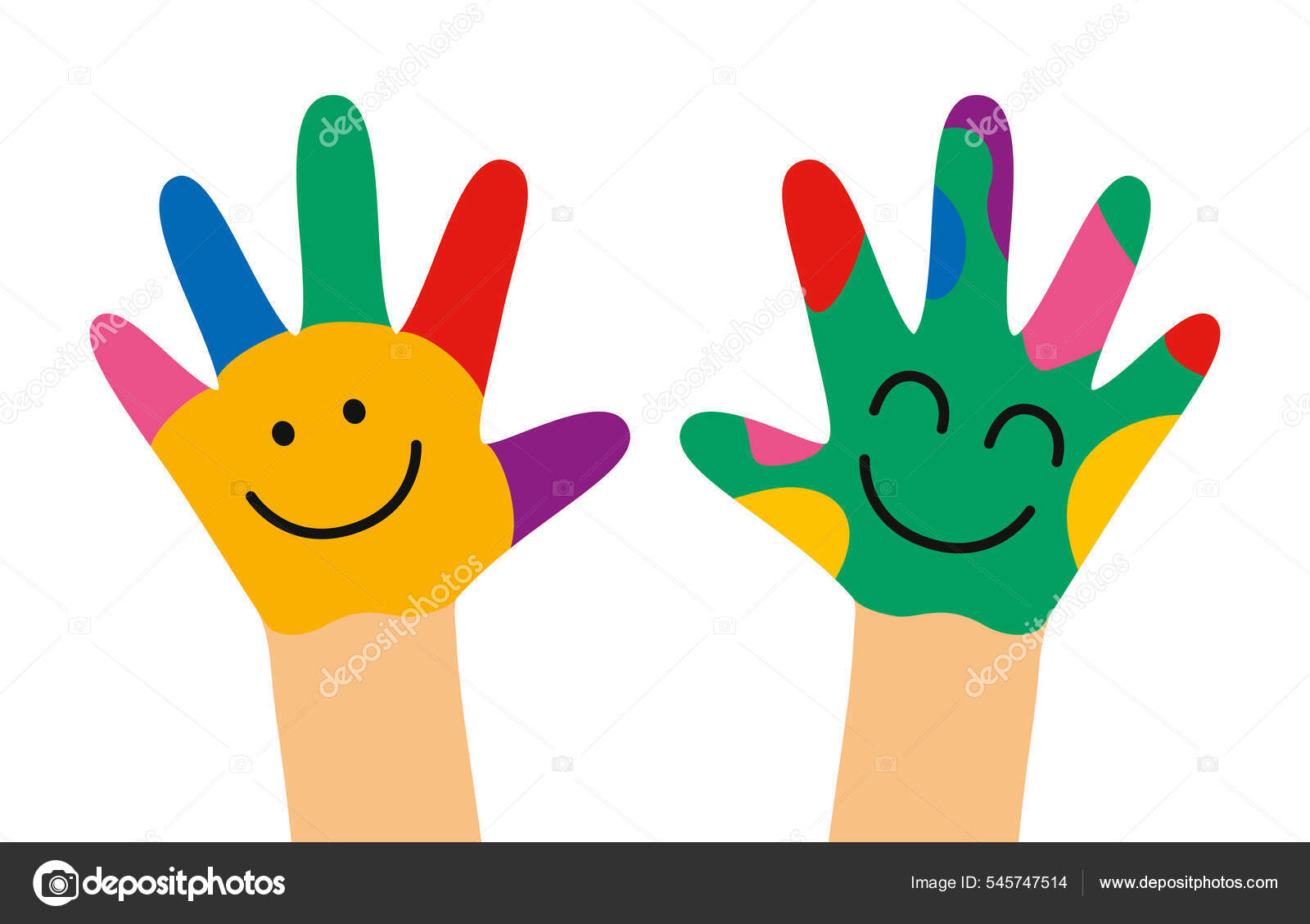 Colorful Painted Hands Little Children Stock Vector by ©yusufdemirci ...