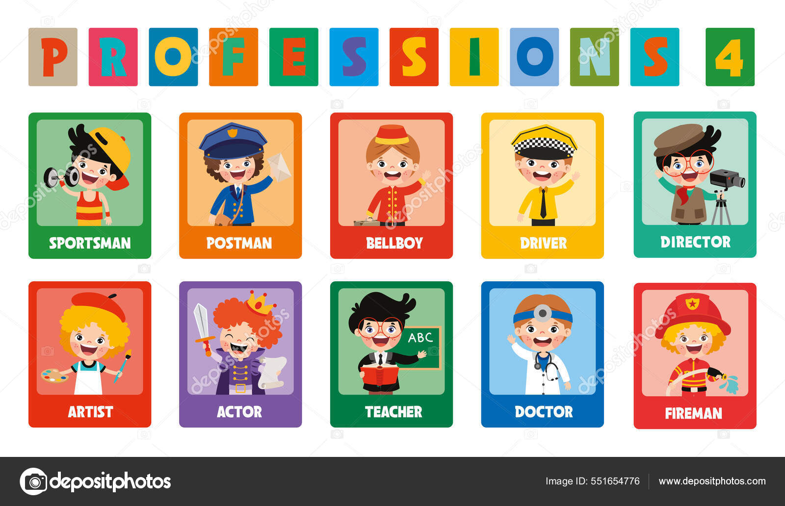 Conjunto Varias Profesiones Dibujos Animados Vector de stock por ...