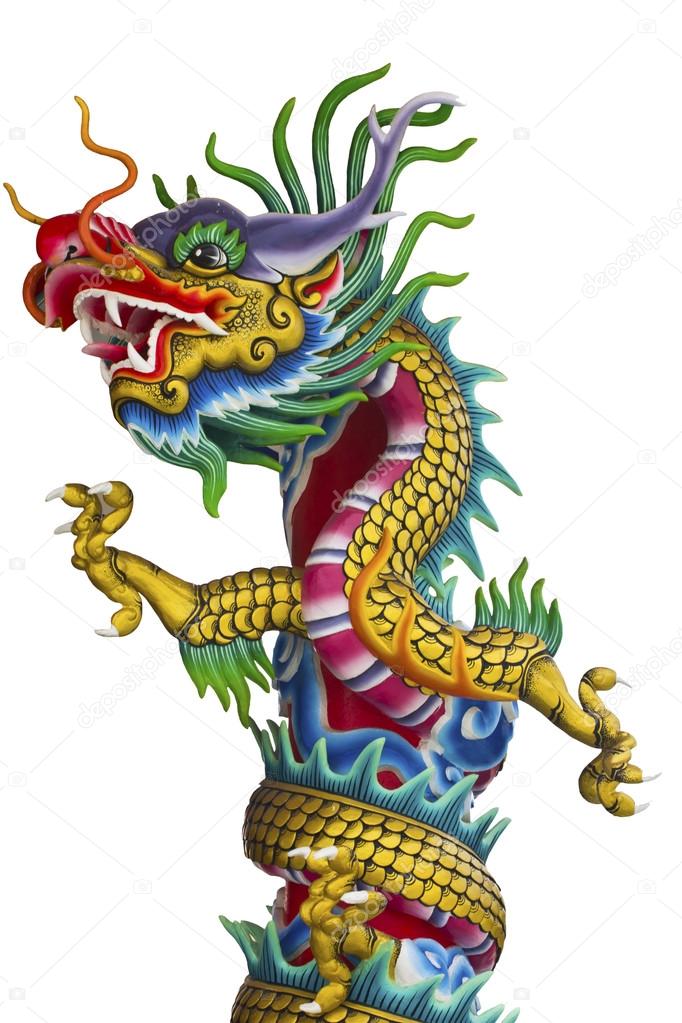 Golden Chinese Dragon Wrapped around red pole Stock Illustration by ...