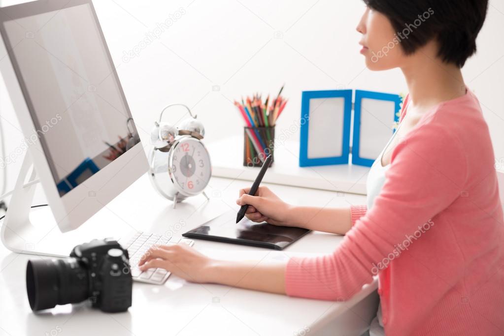 Modern retoucher — Stock Photo © DragonImages #35837253