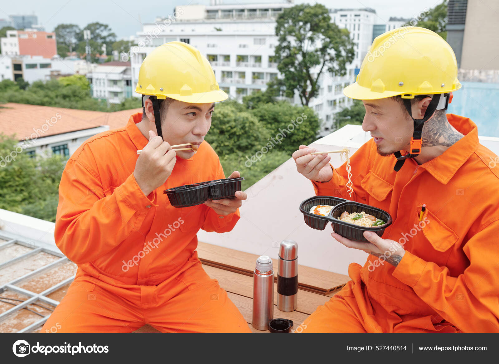 Construction Workers Eating Ramen Stock Photo by ©DragonImages 527440814
