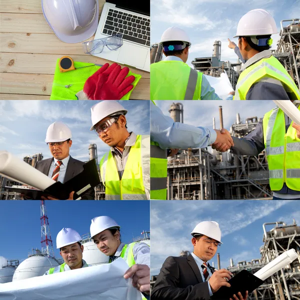 Engineer oil refinery collage - Stock Image - Everypixel