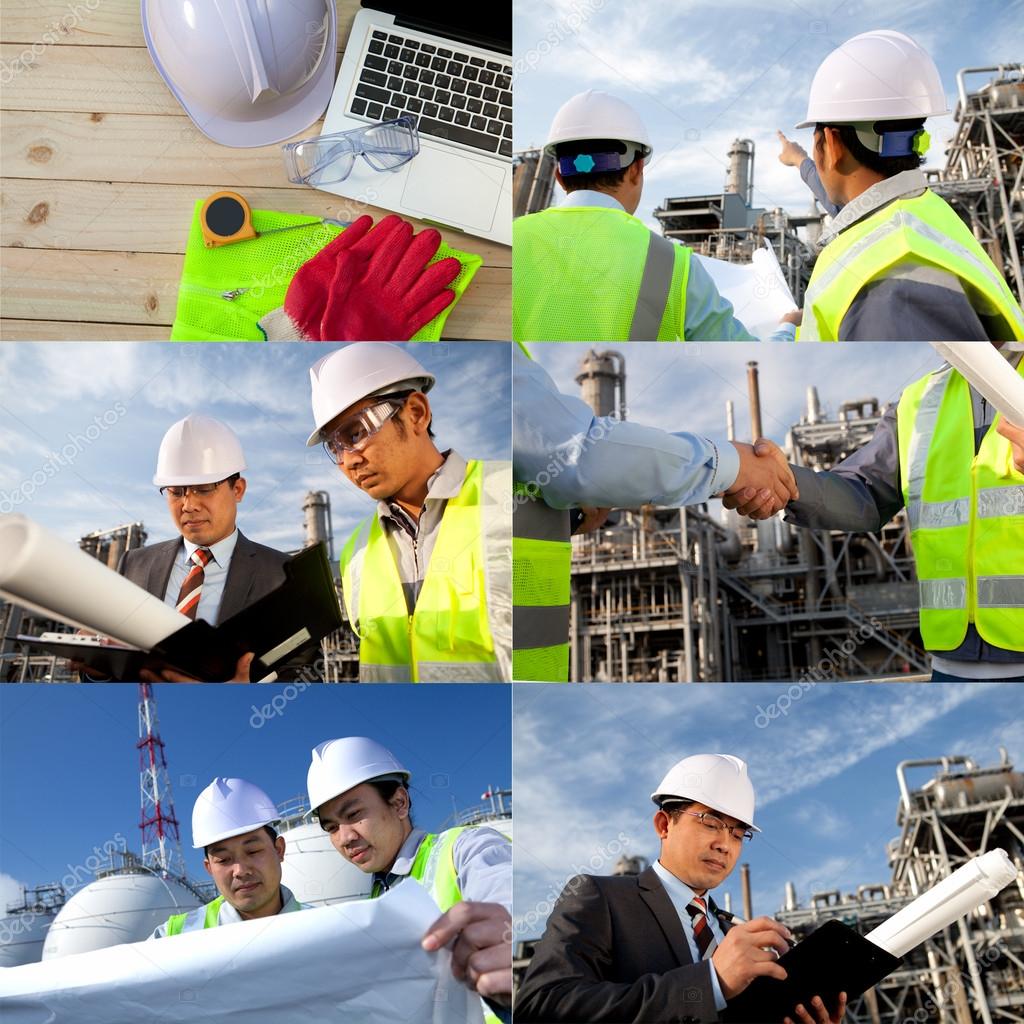 Engineer oil refinery collage — Stock Photo © ndoeljindoel #16764319