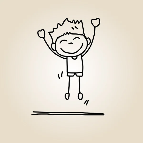 Hand Drawing Doodle Cartoon Character Happy Boy Happiness Abstract ...