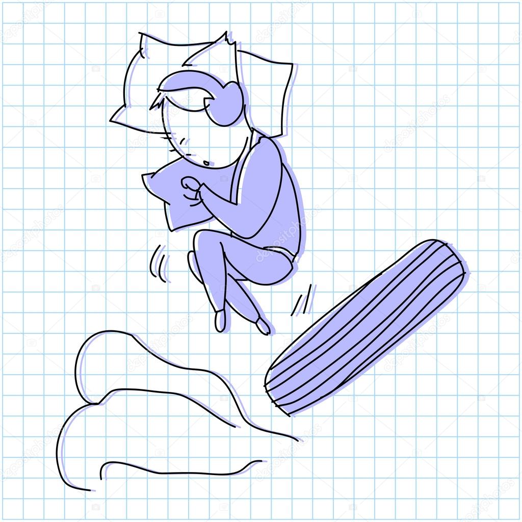 Hand drawing cartoon character girl on graph paper Stock Vector by ...