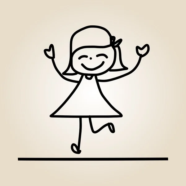 Hand Drawing Cartoon Character Happy Kid Abstract People Happiness ...