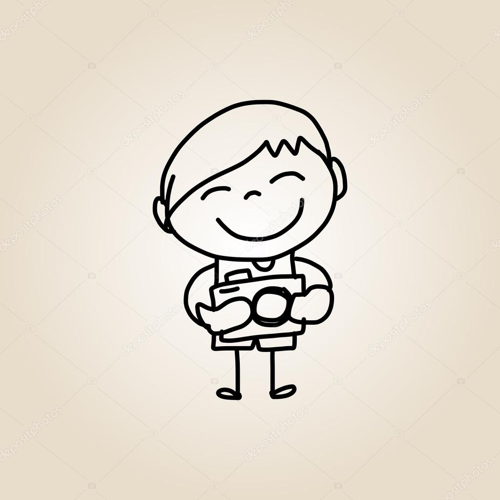 Hand drawing cartoon happy kids Stock Vector by ©atthameeni 37109043