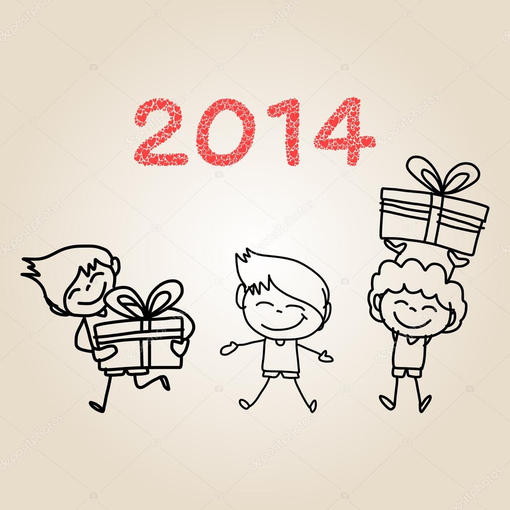 Hand drawing cartoon happy kids Stock Vector by ©atthameeni 37217361