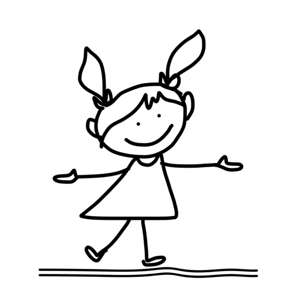 Hand Drawing Cartoon Character Happy Kid Abstract People Happiness ...