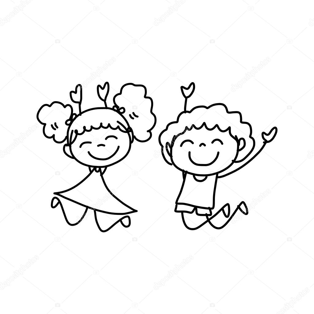 Hand drawing cartoon happy kids Stock Illustration by ©atthameeni #47953831
