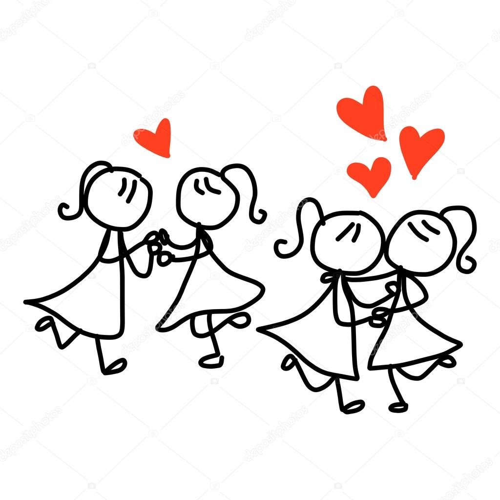 Dessin Animé Même Sexe Couple Mariage Image Vectorielle Par Atthameeni