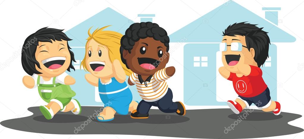 Kids Playing Tag Stock Vector by ©BluezAce 17593297