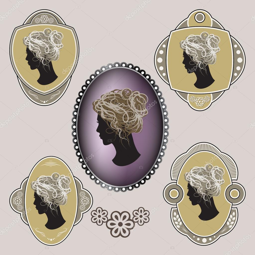 Cameo. Ornate labels with female profile. Stock Vector Image by ©Nelya ...