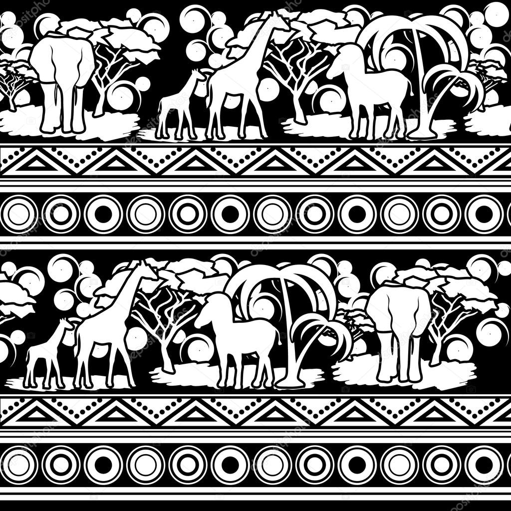 Pattern in the African style in black and white — Stock Vector © Nelya ...